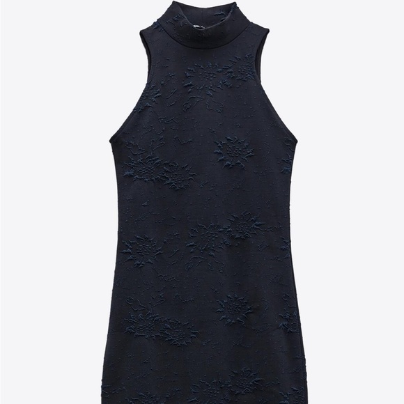 Zara | Dresses | Zara Midnight Blue Textured Midi Dress | Poshmark